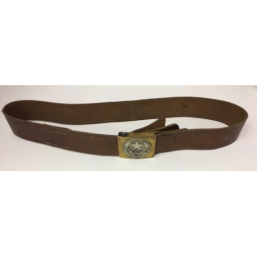 A WWI Turkish Officer leather belt, with brass buckle. Stamped made in ...