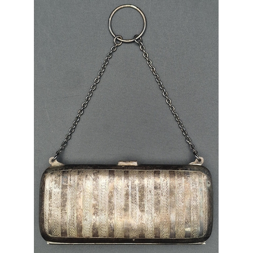 A hallmarked silver purse with chain & finger ring. Chester 1919, by ...