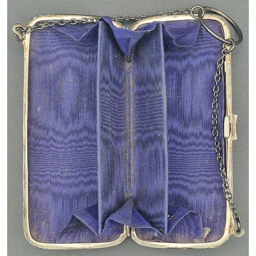 A hallmarked silver purse with chain & finger ring. Chester 1919, by ...