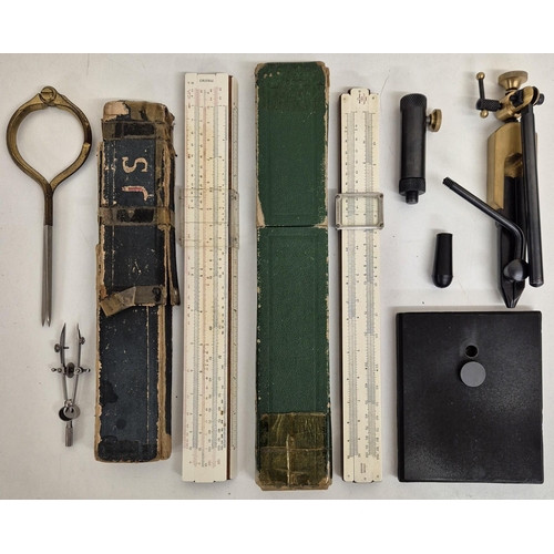A collection of mostly engineer's tools. To include vintage/cased slide ...