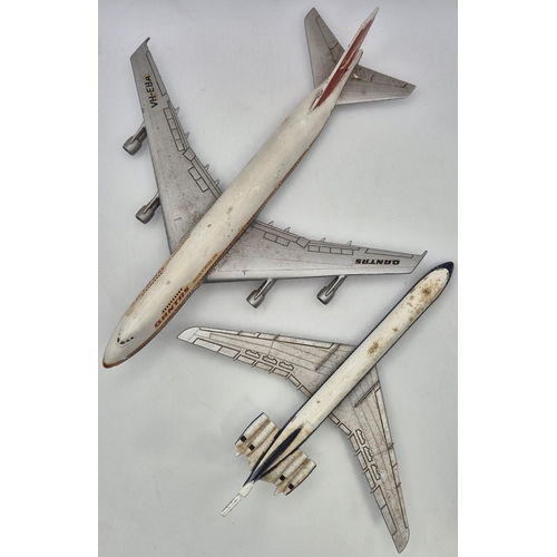 Two playworn Aero Mini planes. To include Qantas Airbus A330 & BOAC ...