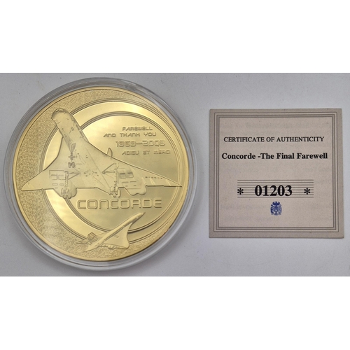 Oversized Concorde - The Final Farewell gold-plated proof commemorative ...