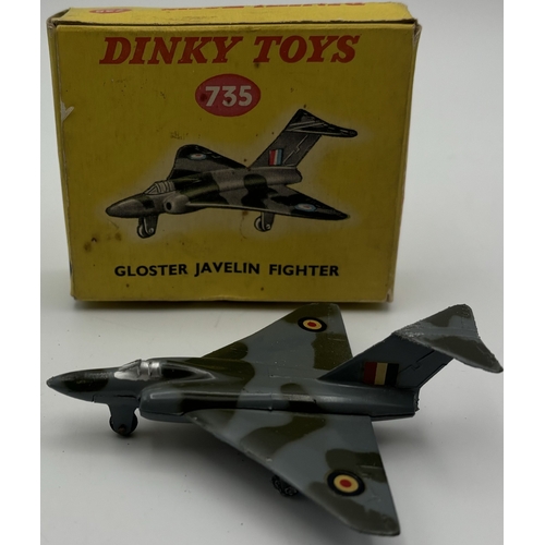 Boxed original Dinky Gloster Javelin fighter, model no. 735.