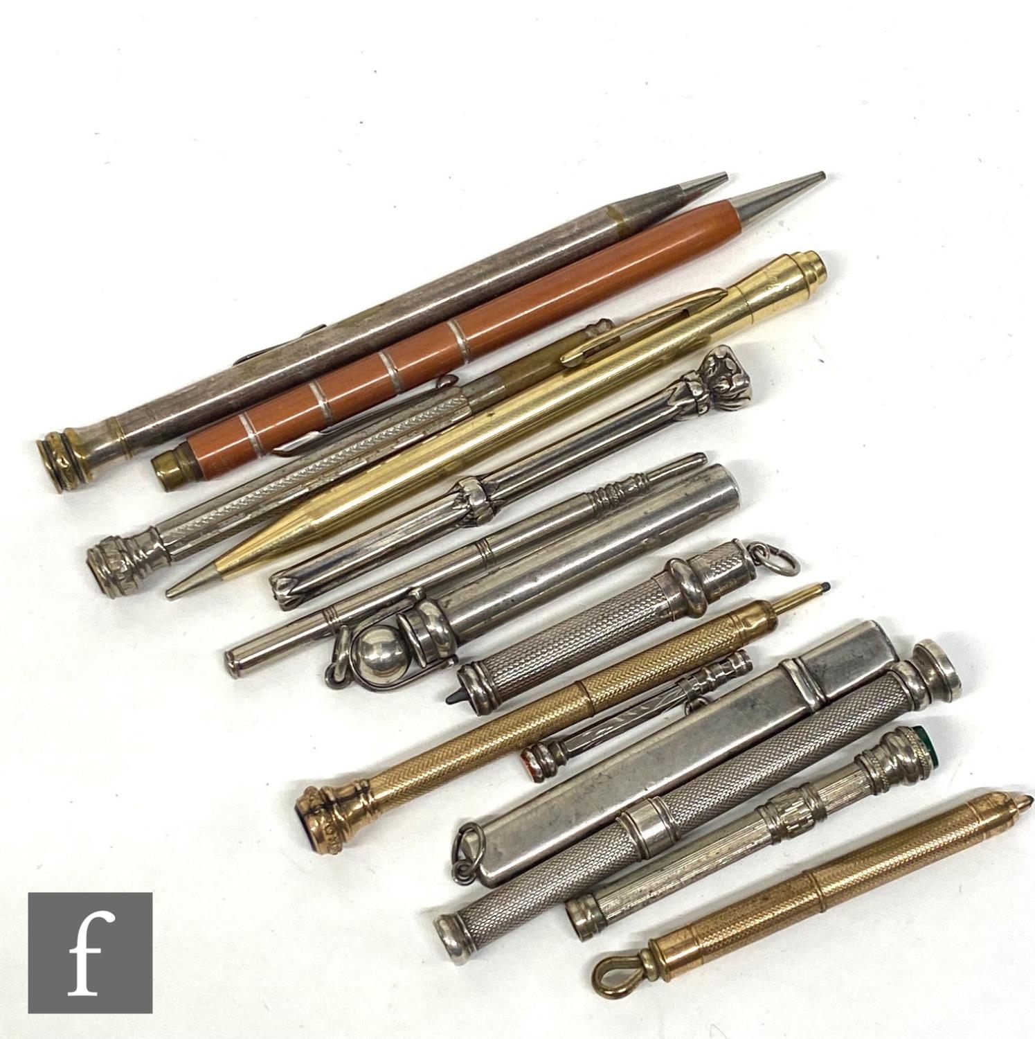 Thirteen assorted 19th and early 20th Century propelling pencils of ...