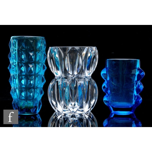 Sklo Union - A collection of post war pressed glass vases, comprising ...