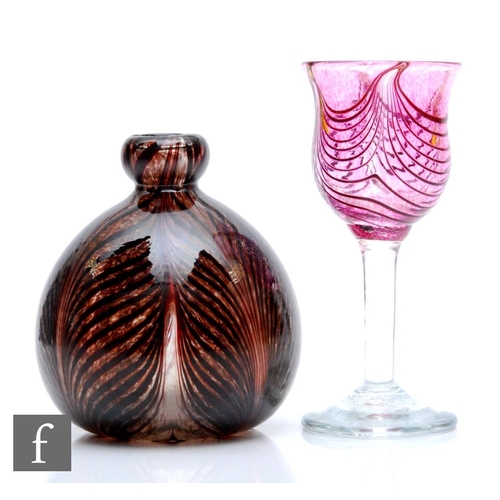 A later 20th Century George Elliot Studio glass goblet, the tulip bowl ...