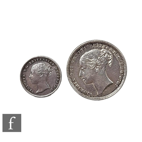 A Victoria mis-struck double sided shilling, young head, and a 1840 ...