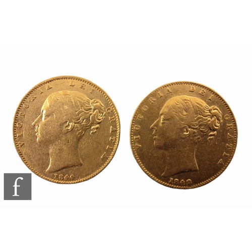 Two Victoria sovereigns, 1842 and 1844, Young Heads, reverse crowned ...