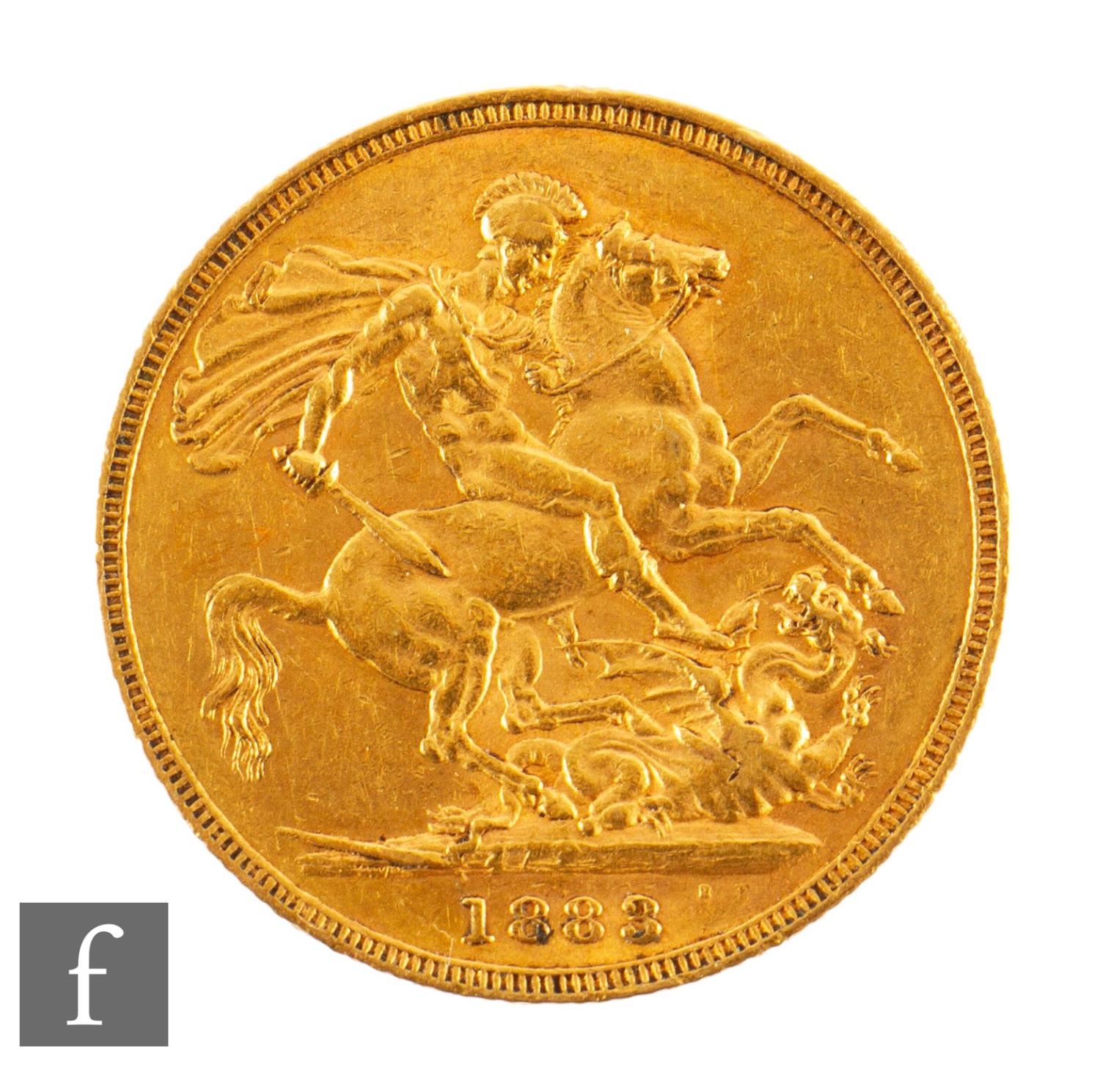 Victorian - An 1883 sovereign, Melbourne mint mark, reverse St George ...