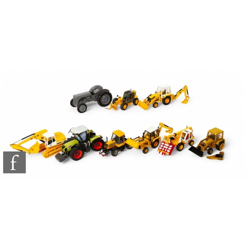 A collection of JCB / agricultural vehicles, two NZG tractors with rear ...