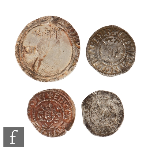 Edward I to James II - Three long cross pennies and a shilling (heavily ...