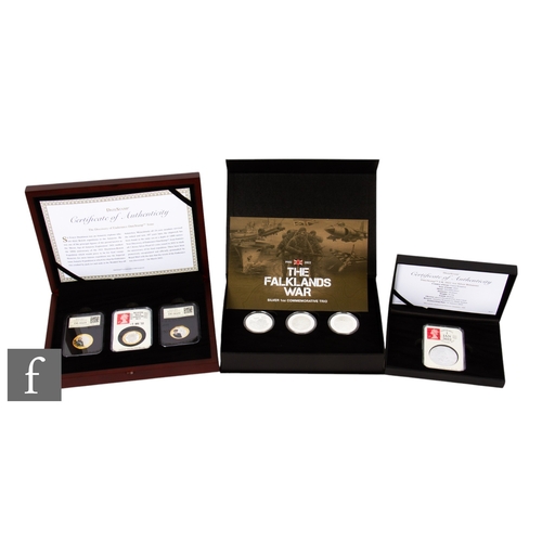 Elizabeth II - A Falklands War 2022 three silver coin commemorative set ...