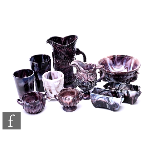 A collection of late Victorian amethyst Malachite pressed glass ...