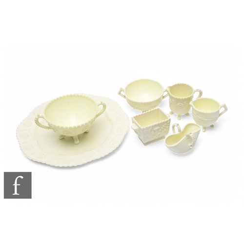 A group of late Victorian Sowerby Queen's Ivory Ware pressed glass ...