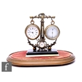 A 19th Century naval table clock, barometer and calendar desk set, the ...
