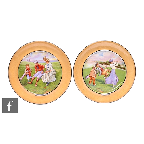 A pair of Winton Ware golfing plates, circa 1900, transfer printed ...