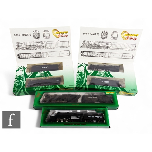 A group of Mehano HO gauge steam locomotives, T241/1935 2-10-2 Santa Fe ...