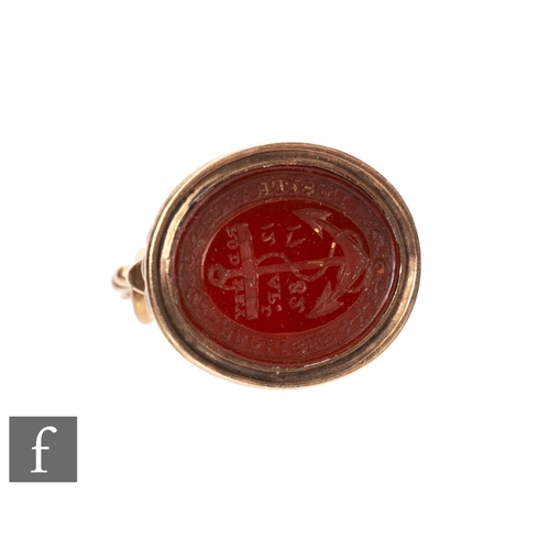 A George III intaglio fob seal of naval interest, the matrix carved ...