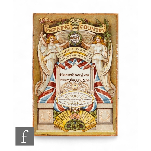 A World War One memorial pottery death plaque, circa 1914, of ...