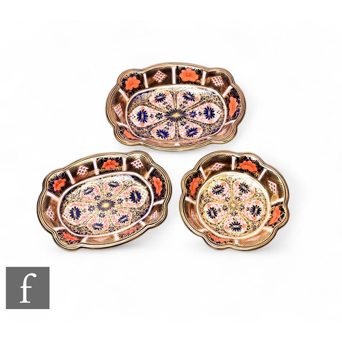 A Royal Crown Derby 1128 Imari pattern bon bon dish, circa 1931, of ...