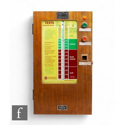 A Testo wall mounted Reaction Meter, six pence coin and push button ...