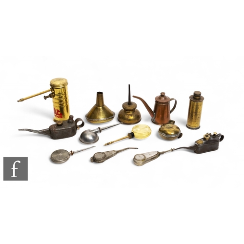 A collection of miniature oil cans to include a J Lucas & Son New Vesta ...