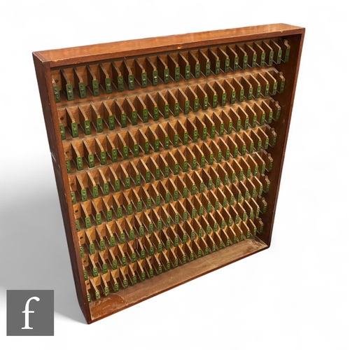 A large railway ticket office ticket cabinet, with eight rows of twenty ...