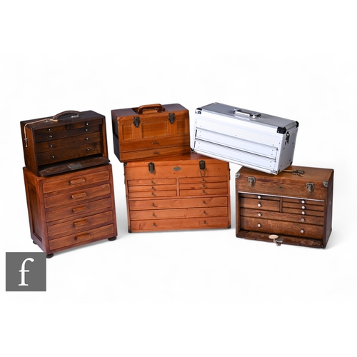 An aluminium flight case style collector's case, together with a wooden ...