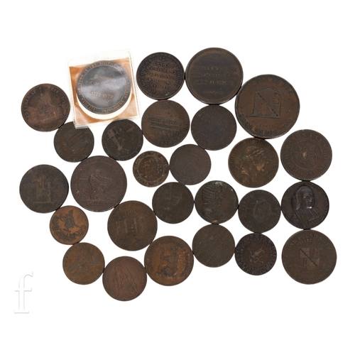 A collection of 18th and early 19th Century copper tokens to include ...