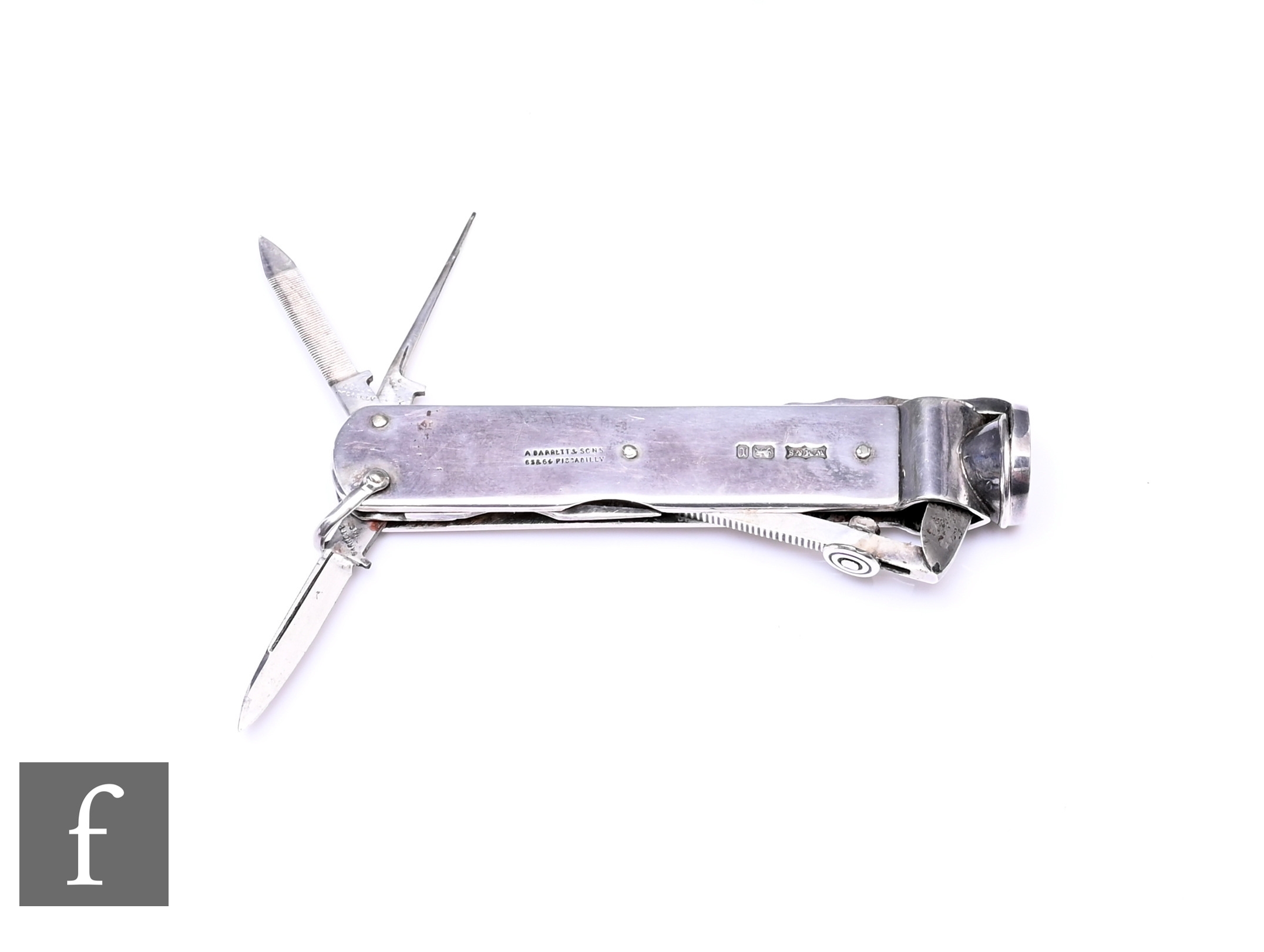 An Edwardian smoker's knife by A. Barratt & Sons Picadilly, the silver ...