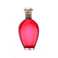 A late 19th Century ruby glass scent flask, of facet cut pear form, the ...