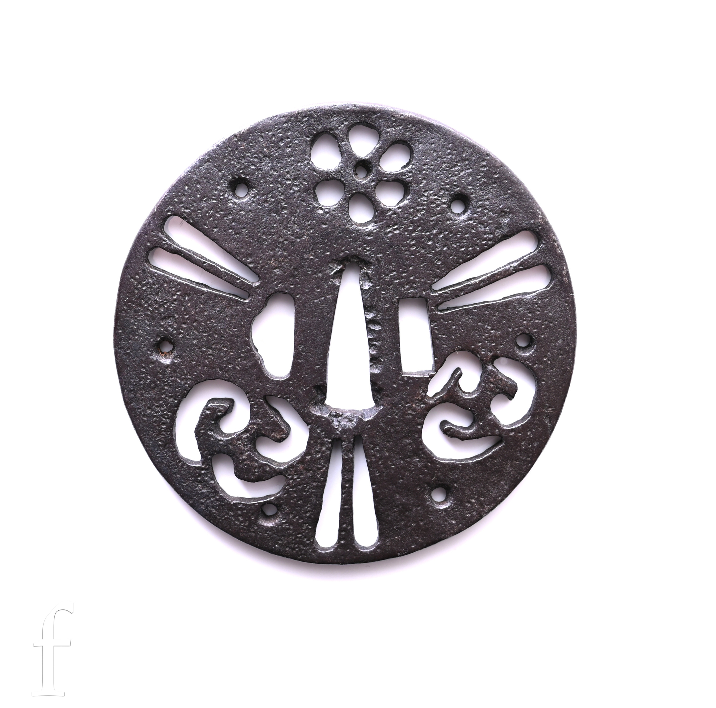 A 19th Century Japanese iron Sukashi Tsuba (sword guard), in the ...