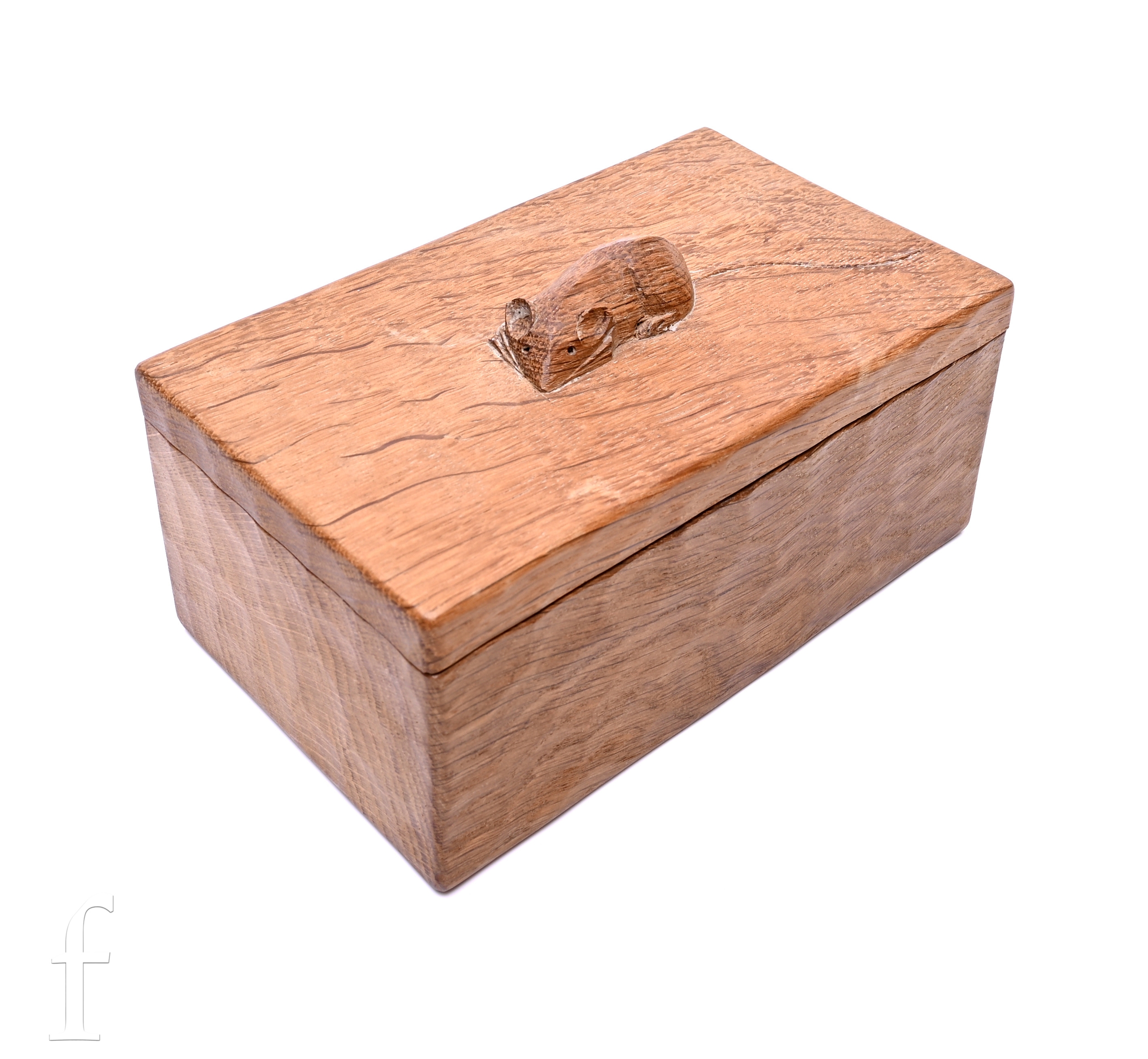 A Workshop of Robert 'Mouseman' Thompson oak trinket box of rectangular ...