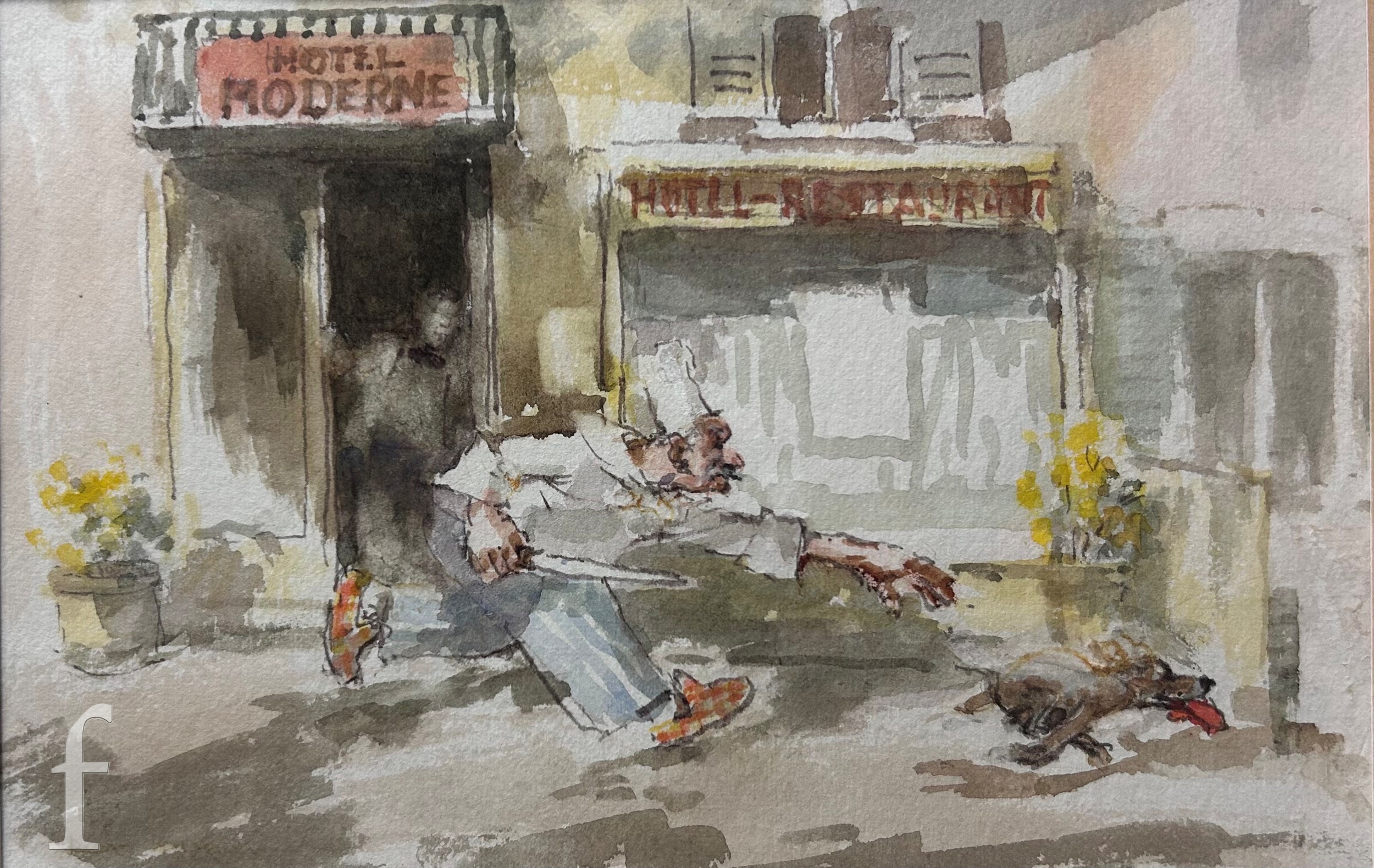 Roland Batchelor RWS (1889-1990) - 'The Thief', watercolour, faintly ...
