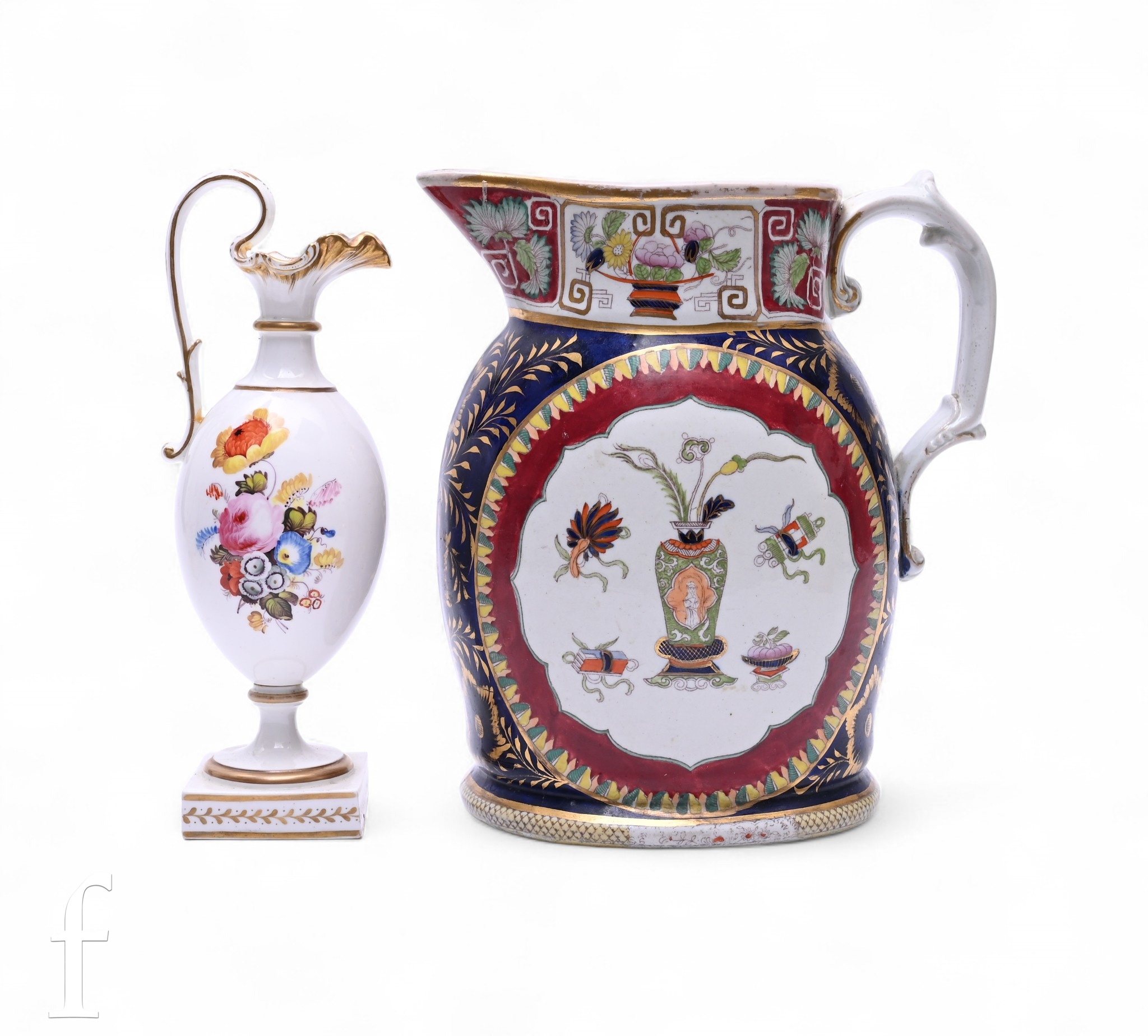 An early 19th Century Mason's Ironstone jug, compressed ovoid form high ...