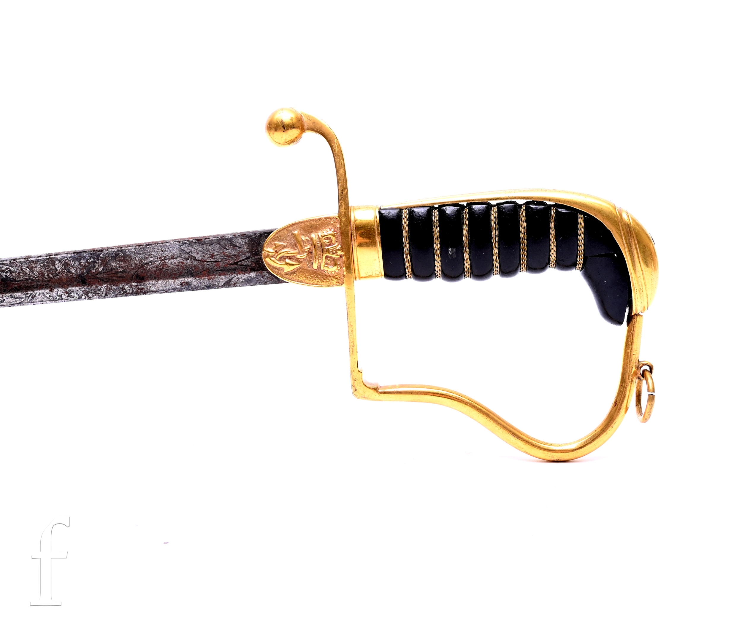 A George III Royal Navy officer's small sword, 68cm engraved blade ...