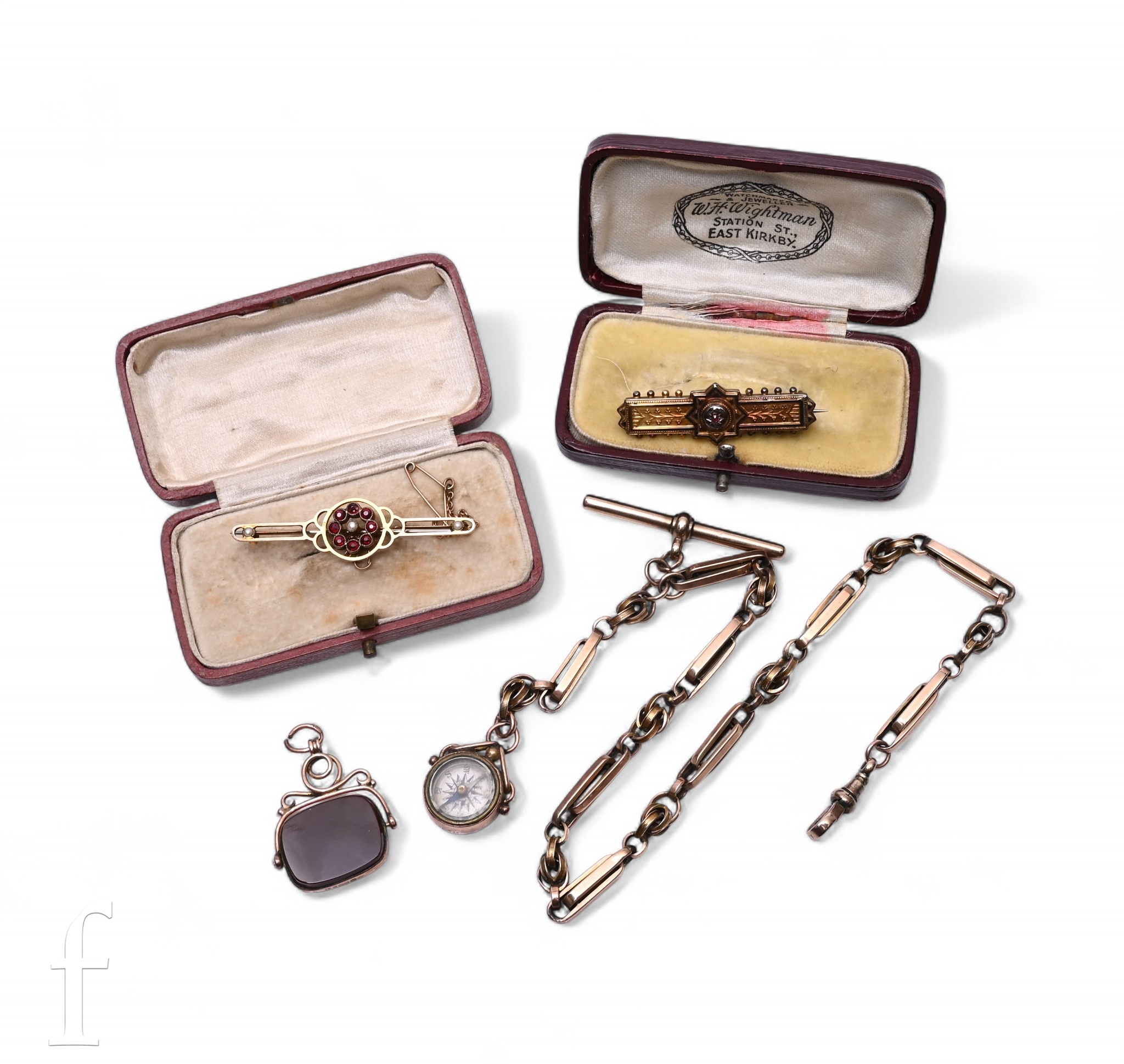 A Victorian watch chain of oblong links, with swivel clasp and ...