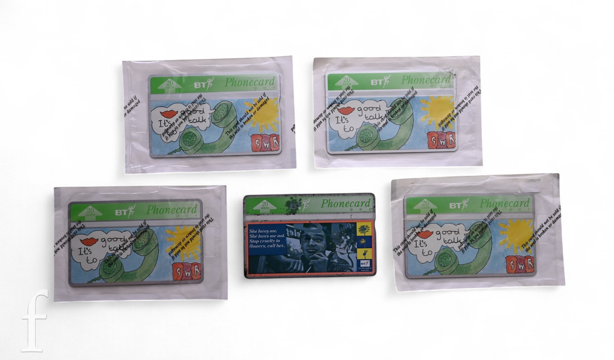 Four vintage unopened BT phone cards, GWR 'Its good to talk' and a ...