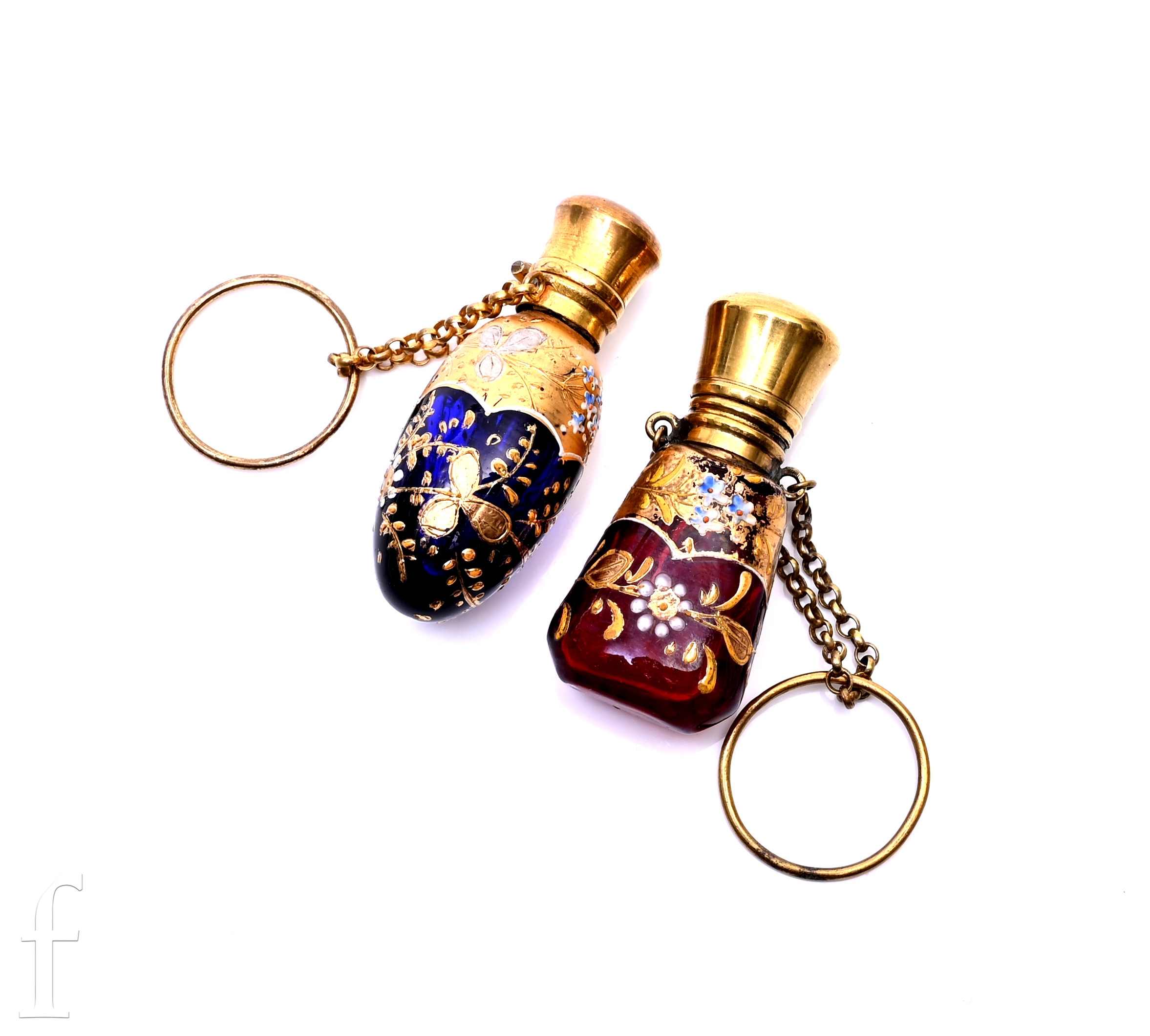 Two late 19th to early 20th Century glass finger scent bottles, to ...