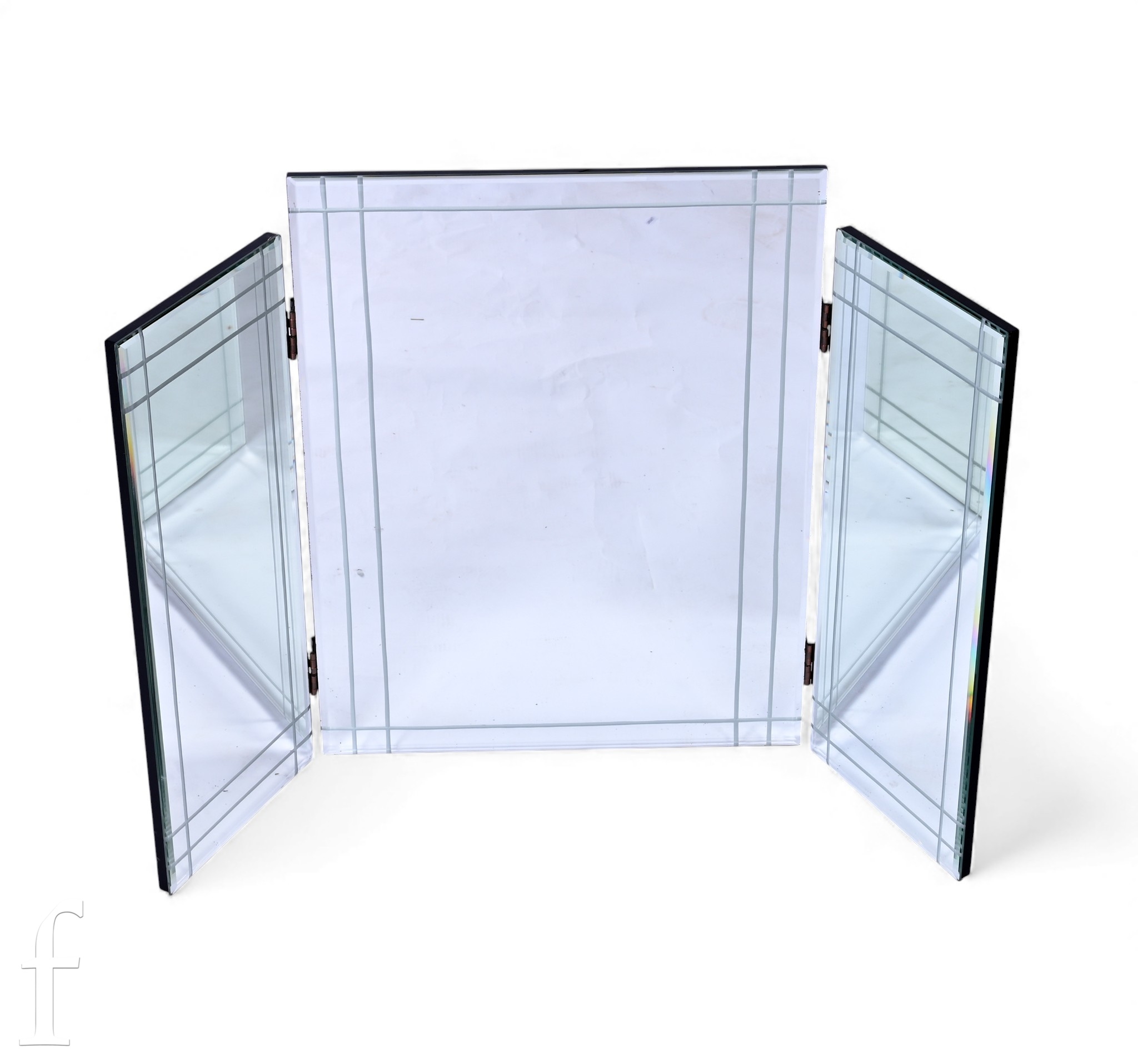 A contemporary triple panel dressing table mirror in the Art Deco style ...