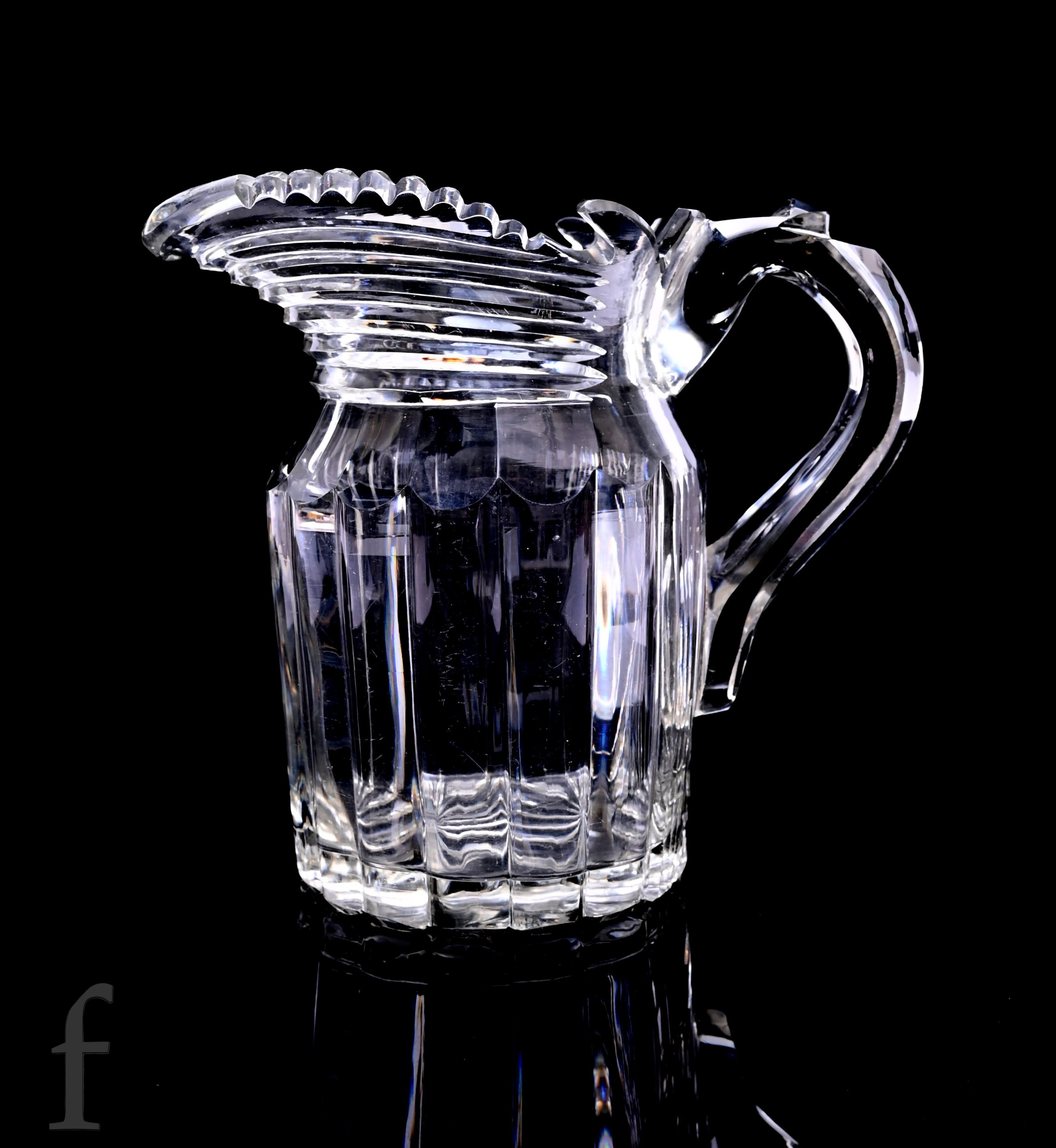 An early 19th Century cut glass water jug possibly Irish, incised ...