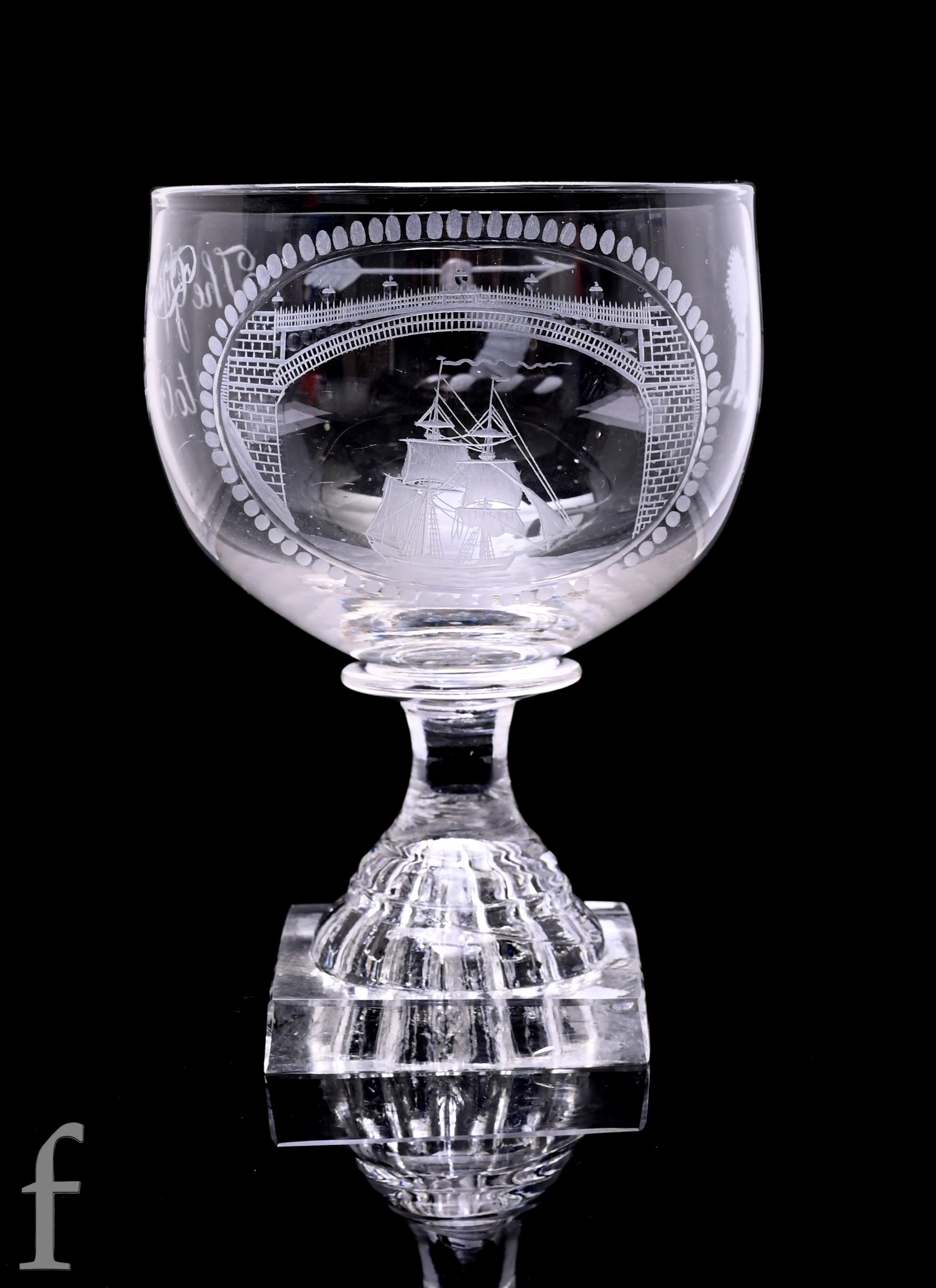 An early 19th Century glass rummer, circa 1800, the bucket bowl ...