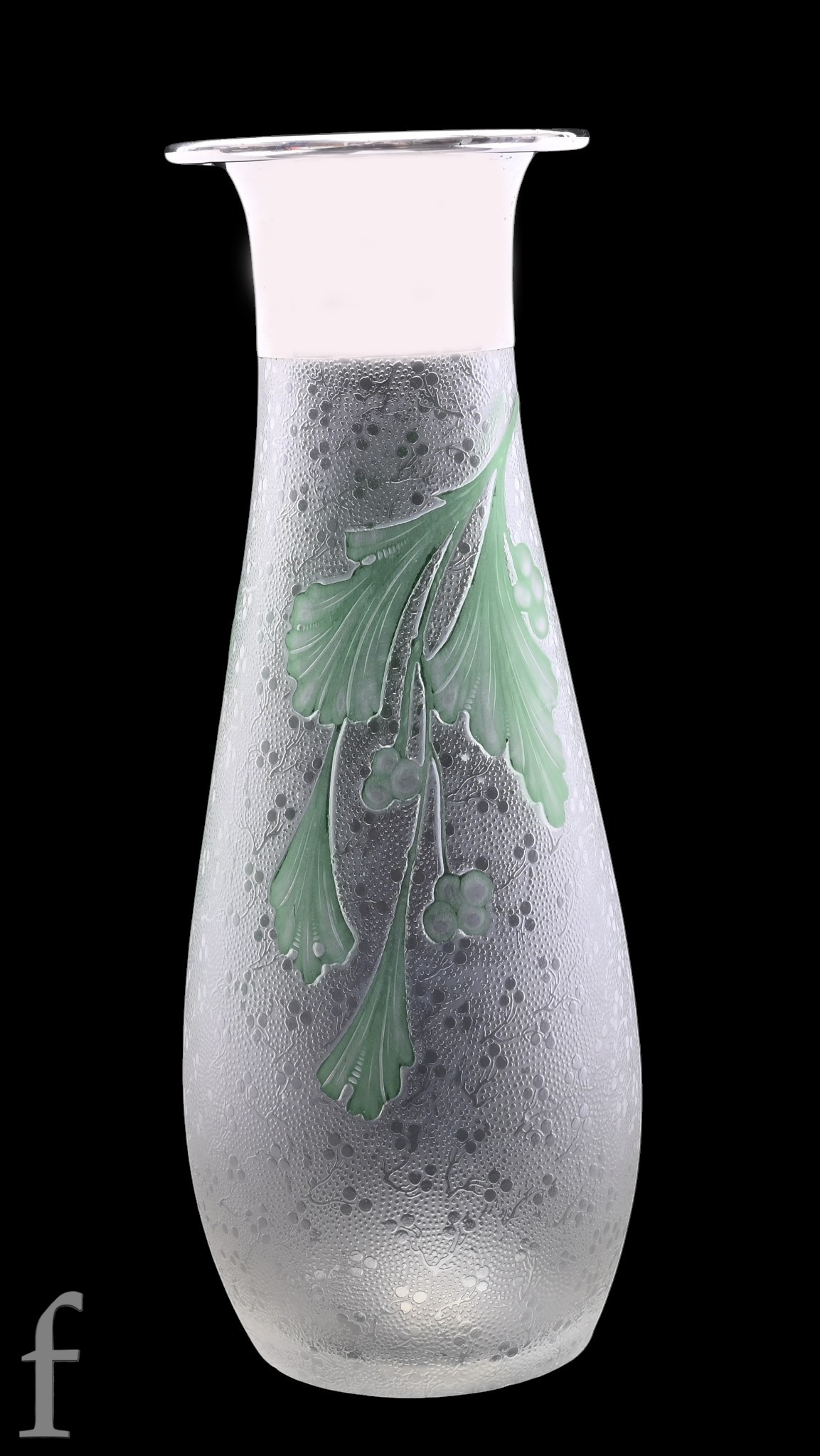 A French Art Nouveau cameo glass vase, of tapered form with later white ...
