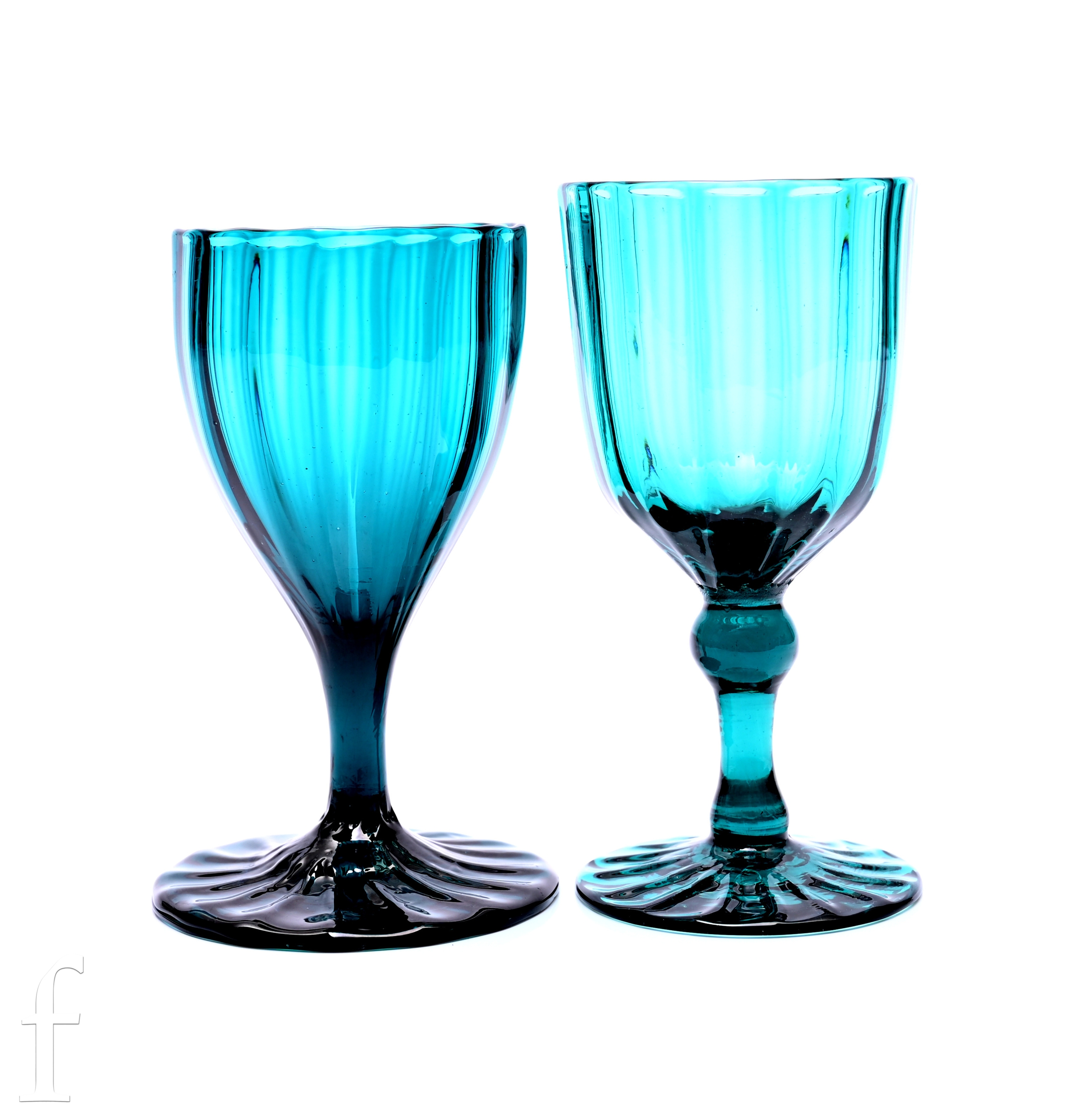 A late Georgian Bristol green drinking glass circa 1800, the ogee form ...