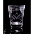 A 19th Century Masonic glass tumbler, engraved with a cartouche panel ...
