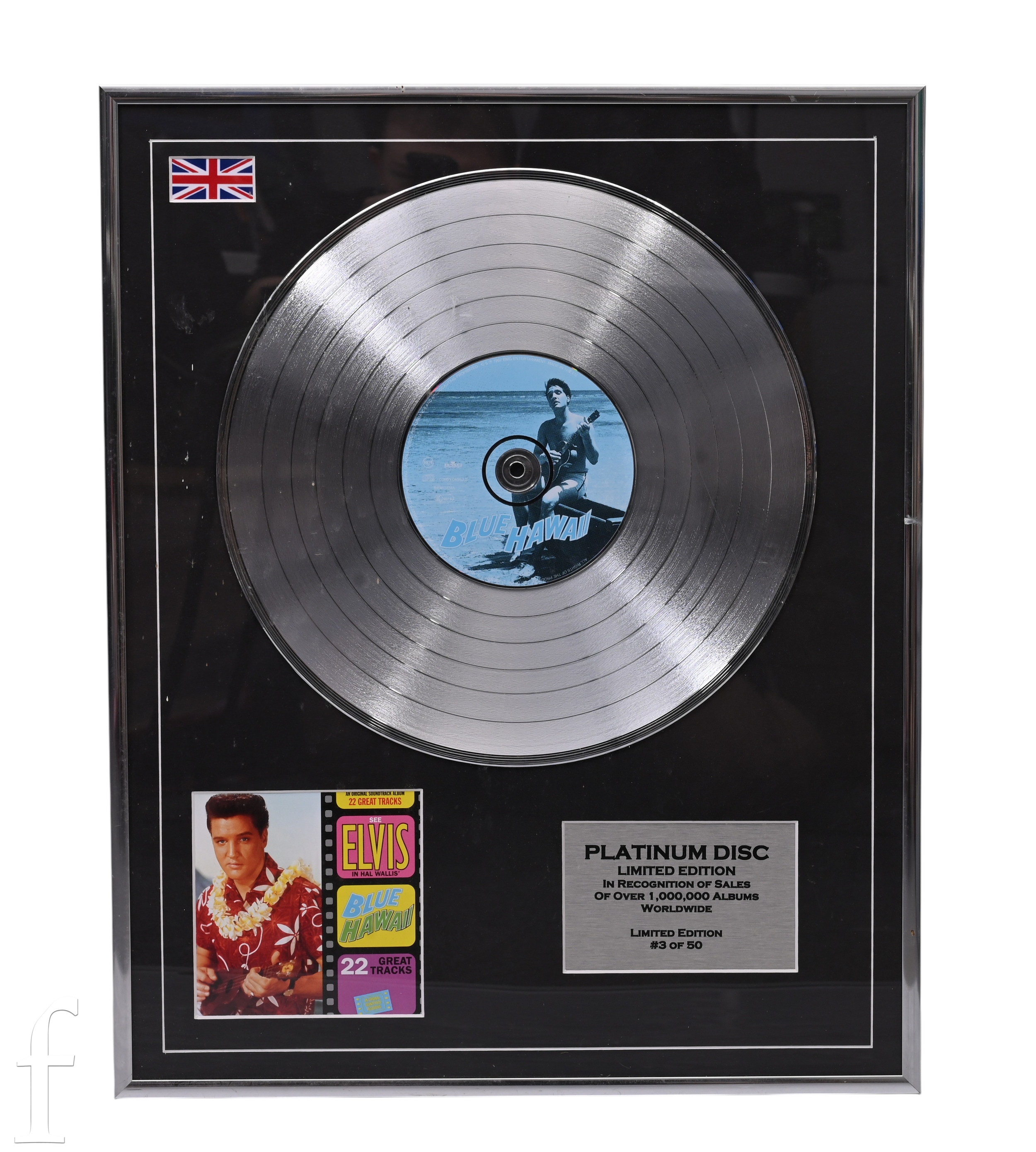 Elvis Presley - A limited edition framed Blue Hawaii disc, with plaque ...