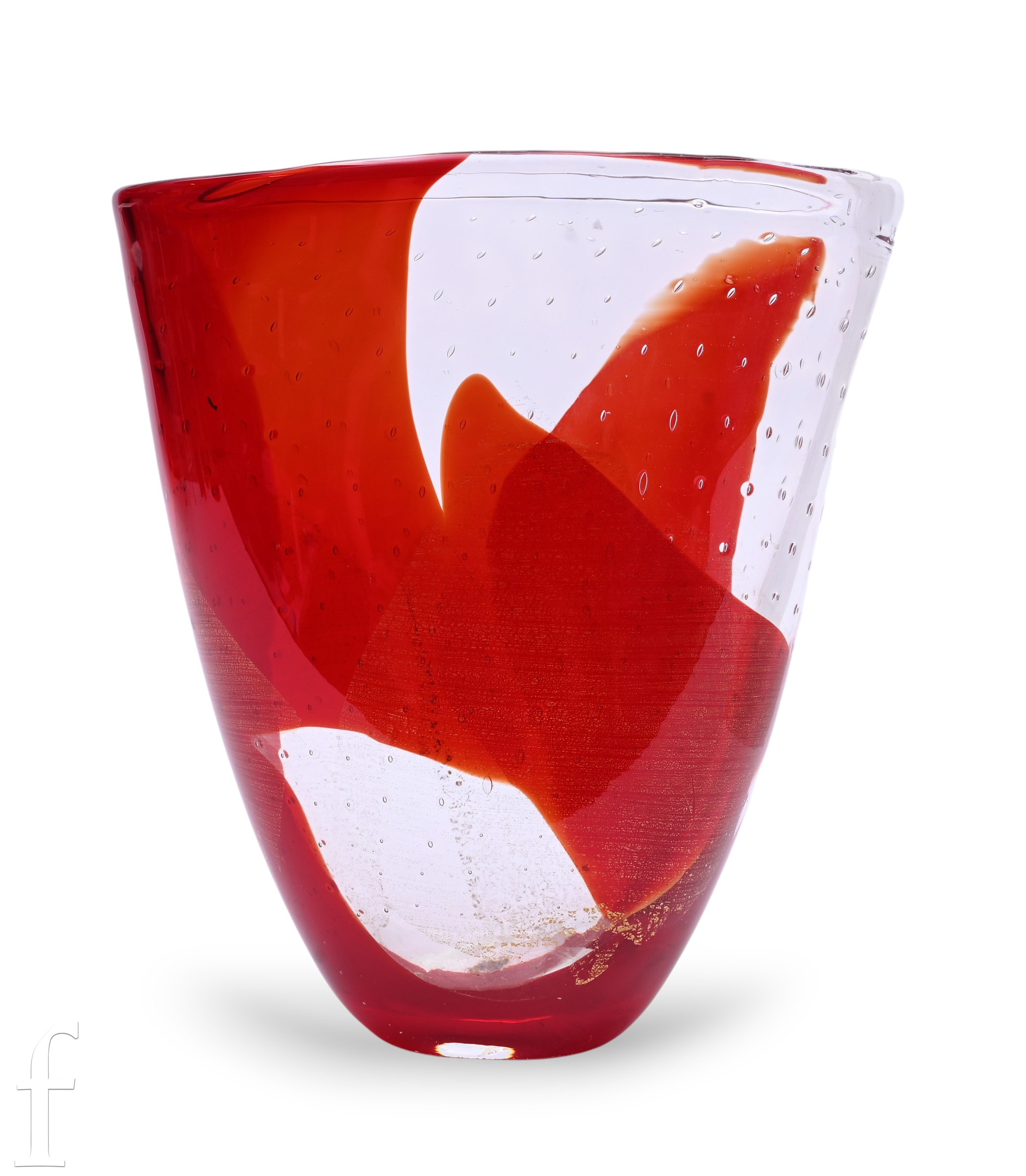Mdina - A mid Century Maltese glass vase, of compressed flared form ...
