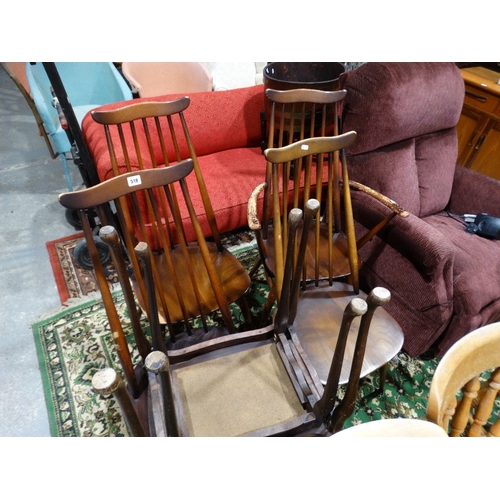 Four Ercol Spindle Back Chairs, Together With Two Occasional Tables