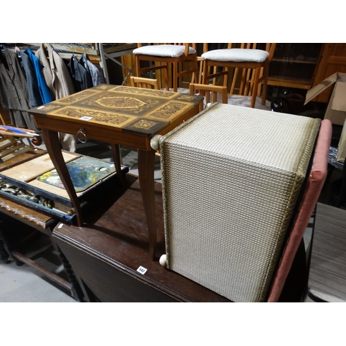 A Musical Sewing Table, Together With A Loom Linen Box