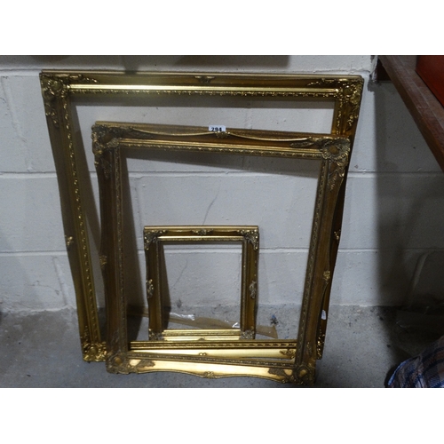 Three Swept Gilt Picture Frames, 20 X 24", 16 X 20", 8 X 10"